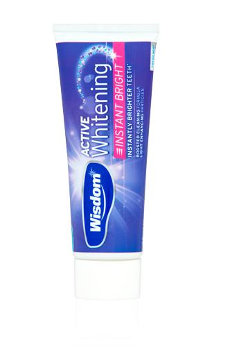 Active Whitening Instant Bright Toothpaste 75ml Wisdom Toothbrushes