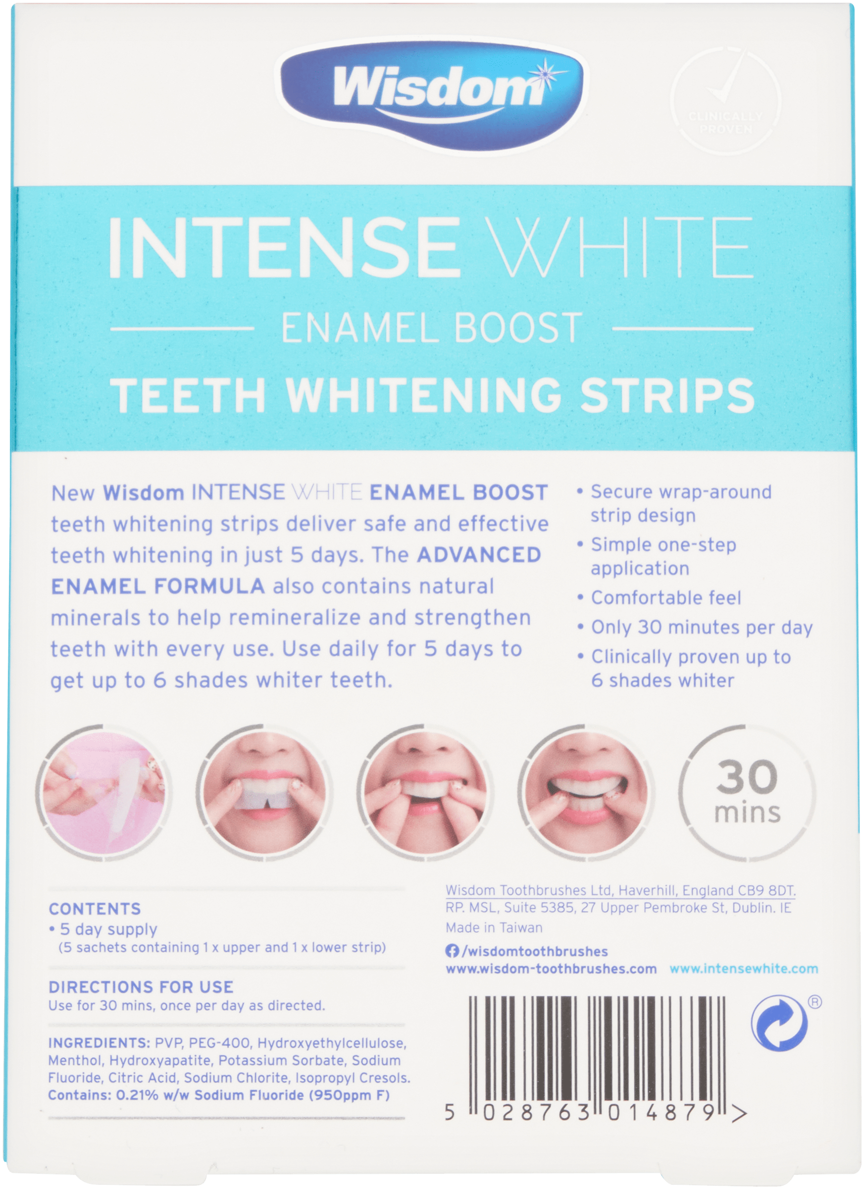 Intense White Enamel Boost teeth whitening strips - Wisdom Toothbrushes